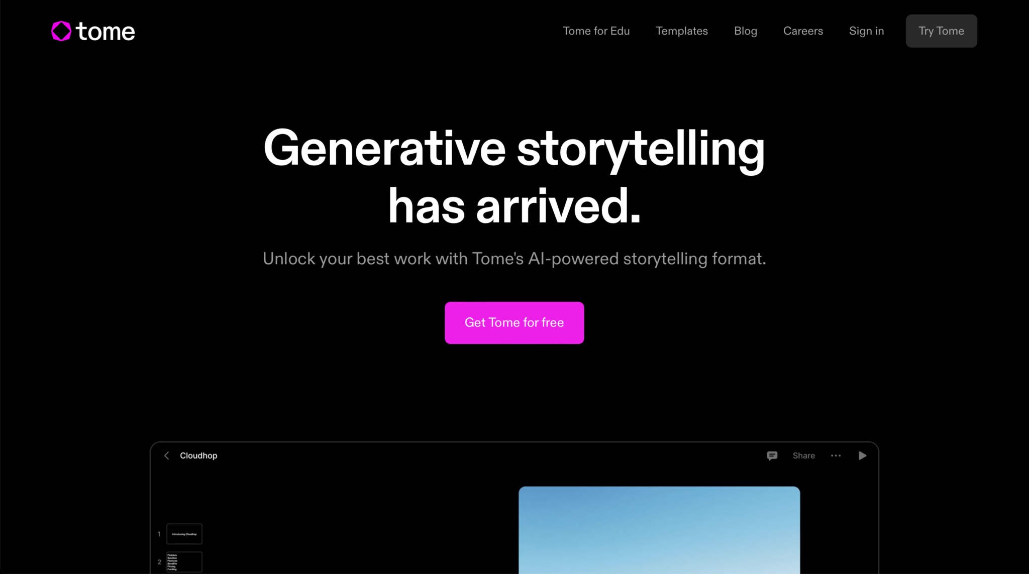 Tome.app - Generative AI storytelling - AI tools that support you - AI Info